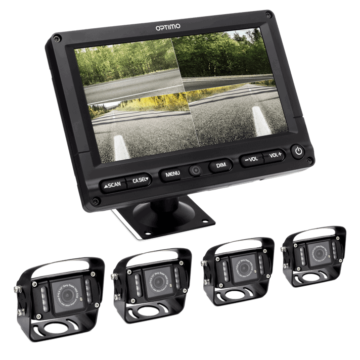 7" Led Quad/Split Screen + Extreme IP69 Blind Spot Camera | Optimo ...