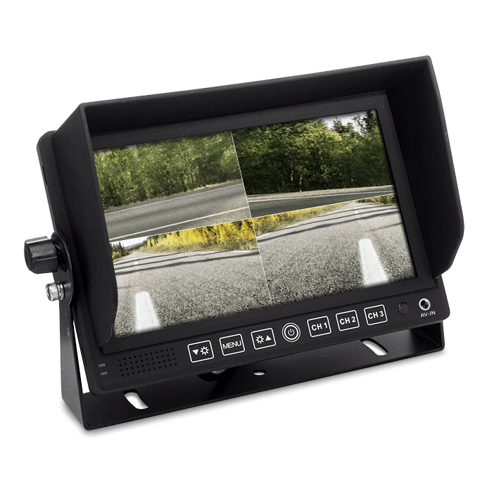 7" LCD Quad/Split-Screen Monitor with Speaker (4 CH.) | Optimo Electronics